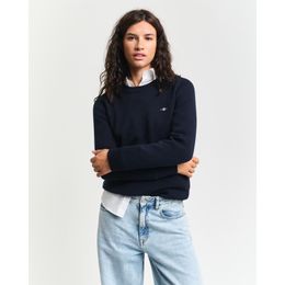 Gant Damen Rundhalspullover &raquo;CLASSIC COTTON C-NECK&laquo; mit Zopfstrickmuster blau XL
