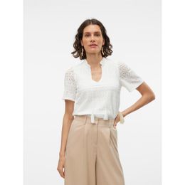 Véro Moda VERO MODA Spitzenshirt »VMHONEY LACE S/S TASSEL TOP WVN GA« Snow White Pattern:Original lace L L Kurzarmshirt von Vero Moda mit Spitze