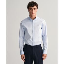 Gant Langarmhemd »Slim Fit Popeline Hemd leichte Baumwolle strapazierfähig pflegeleicht« mit klassischer Logostickerei auf der Brust Light blue M -...