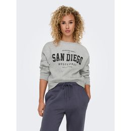 Only Sweatshirt »ONLSWEAT L/S CREW OVERSIZE STATE SWT« Light Grey Melange Print:SAN DIEGO M M Sweater von Only