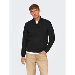 Only & Sons ONLY & SONS Troyer »ONSCOOPER REG 12 HALF ZIP HIGH NECK KNIT« Black S S Pullover von Only & Sons