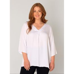 Base Level Curvy Damen Shirtbluse &raquo;Yanina&laquo; mit V-Ausschnitt wei&szlig; 44
