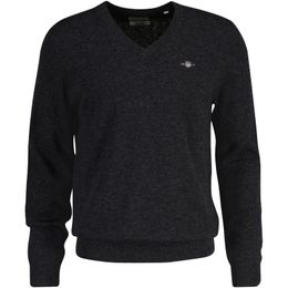 Gant V-Ausschnitt-Pullover »EXTRAFINE LAMBSWOOL V-NECK« mit Logostickerei Charcoal XXL XXL Langarm Pullover von Gant