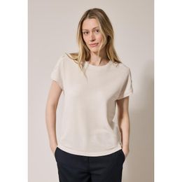 Cecil Damen T-Shirt in Struktur-Optik und mit Knopf-Details beige XXL (46)