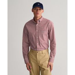 Gant Langarmhemd »REG POPLIN GINGHAM SHIRT« mit Logostickerei auf der Brust Plumped Red L - N-Gr N-Gr L Regular Fit Passform und verlängertes...
