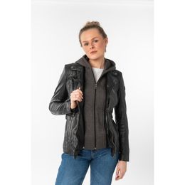 Mauritius Lederjacke »Adelyn« mit Kapuze 2-in-1-Lederjacke schwarz 38