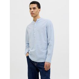 Jack & Jones JACK & JONES Langarmhemd »JJESUMMER HALF PLACKET SHIRT LS SN« mit Bandkragen Chambray Blue S - N-Gr N-Gr S Cooles Hemd von Jack & Jones
