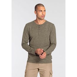 Bruno Banani Langarmshirt schmale Passform, melierte Optik und Druck khaki meliert XL (56/58) XL (56/58) Schmale Passform betont dezent den Oberkörper