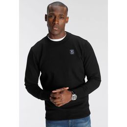 Delmao Herren DELMAO Sweatshirt, Langarm, Regular Fit, unifarben, Basic-Stil schwarz L (52/54)