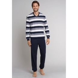 Schiesser Pyjama »Dark Sapphire« 2 tlg. mit Blockringeln 803-dunkelblau 52L 52L Modischer Herrenschlafanzug von Schiesser