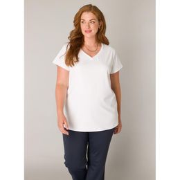 Base Level Curvy V-Shirt »Lilly« mit Stretch White 44 44 T-Shirt mit V-Ausschnitt von Base Level Curvy