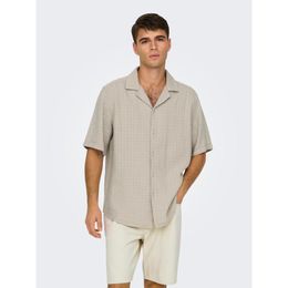 Only & Sons ONLY & SONS Kurzarmhemd »ONSLATHAM RLXSS RESORT LINEN STRUC 0257« Silver Lining XL - N-Gr N-Gr XL Cooles Hemd von Only & Sons