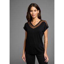 Laura Scott Damen T-Shirt mit Mesh-Einsatz schwarz 32/34