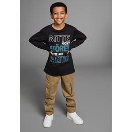 Kidsworld Langarmshirt »Bitte nicht stören...« Langarm, Basic-Passform, bedruckt, Rundhalsausschnitt schwarz 128/134 128/134 Sprücheshirt: Bitte...