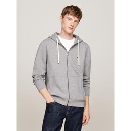 Tommy Hilfiger Kapuzensweatjacke »ESSENTIAL FLEECE ZIP THROUGH« kleine Logostickerei Medium Grey Heather L L Sweatjacke vom Tommy Hilfiger