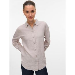 Véro Moda VERO MODA Hemdbluse »VMLINN LINEN LS SHIRT WVN NOOS« hochwertige Qaulität mit Leinen Moon Rock Detail:MELANGE S (36) S (36) Lässige Hemdbluse von...