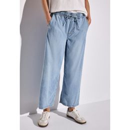 Street One Weite Jeans mit elastischem Bund und Tunnelzug Light Blue clean 33 - Länge 26 Länge 26 33 Wide Leg Jeans von Street One