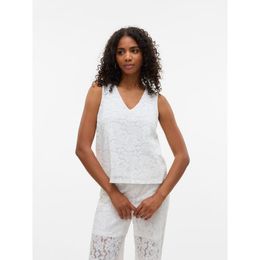Véro Moda VERO MODA Spitzentop »VMHONEY LACE SL V-NECK TOP WVN GA« Snow White Pattern:Flower lace XL