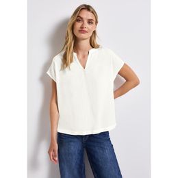 Street One Damen Street One Kurzarmbluse Split Neck wei&szlig; 34