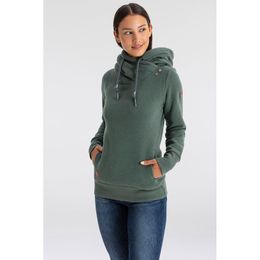 Ragwear Kapuzensweatshirt »GRIPYBUTTON« Sweater mit rustikalen Kordel-Akzenten PINE GREEN XS XS Vegan, von PETA verifizierter Hoodie von Ragwear