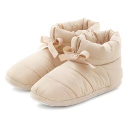 Vivance Hausschuh zum Reinschlüpfen, Stepp-Optik, Plüsch, Pantolette, Pantoffel VEGAN beige 40 40 Kuschelige Boots mit individuell anpassbarem...