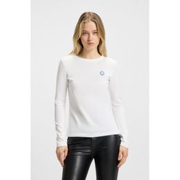 Hugo Blue Damen HUGO Blue Longsleeve &raquo;Daliria&laquo; mit Label-Badge mit HAPPY HUGO Logo wei&szlig; M