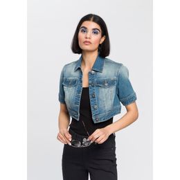 Arizona Damen Jeansjacke aus Baumwollmischung, figurbetont, extrakurz, in Stretch-Qualit&auml;t blau 44