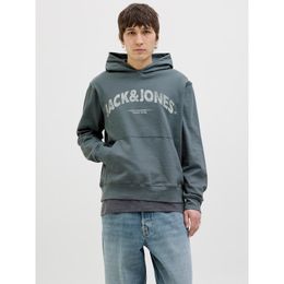 Jack & Jones Jack & Jones Herren Kapuzensweatshirt &raquo;JORALMERIA SWEAT HOOD&laquo;, mit Logo Print grau S