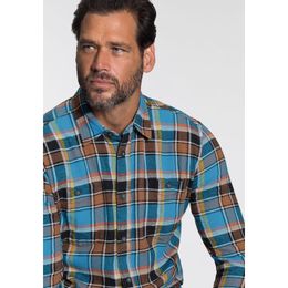 MAN'S WORLD MAN'S WORLD Flanellhemd mit 2 Brusttaschen blau braun XL (43/44) - N-Gr N-Gr XL (43/44) Flanellhemd von " Man ́s World"