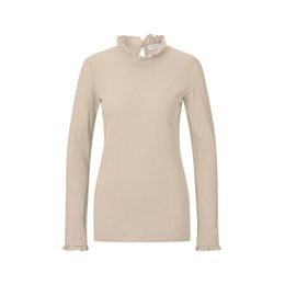 Richroyal Damen RICHROYAL Langarmshirt &raquo;2409 O Slub F LS&laquo; mit R&uuml;schenkante an Ausschnitt und &Auml;rmelsaum braun XS