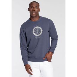 Delmao Herren DELMAO Sweatshirt, lange &Auml;rmel, l&auml;ssige Passform, mit Print, Rundhals blau 3XL (64/66)