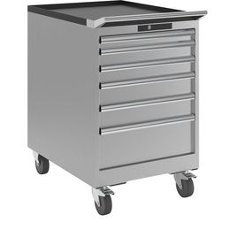 LISTA Schubladenschrank, Breite 564 mm, fahrbar, 6 Schubladen, HxT 890 x 725 mm, lichtgrau