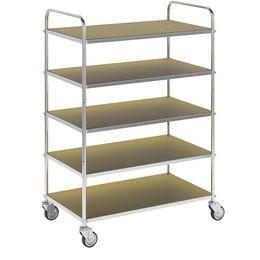 Kongamek ESD-Etagenwagen, 4 Lenkrollen, 5 Ladeflächen, LxBxH 980 x 585 x 1445 mm