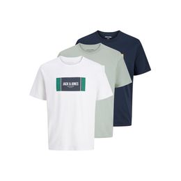 Jack & Jones JACK & JONES T-Shirt 'JJHAYATO' Herren Größe S navy / grün / pastellgrün / weiß