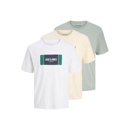 Jack & Jones JACK & JONES T-Shirt 'JJHAYATO' Herren Größe XXL pastellgelb / pastellgrün / weiß