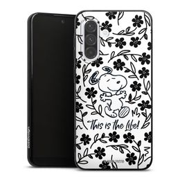 DeinDesign Galaxy A36 5G Handy Silikon H&uuml;lle Case schwarz Handyh&uuml;lle Peanuts Flowers Snoopy
