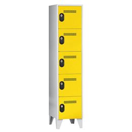Wolf 5er-Schließfachschrank Köln, 1 Abteil, lichtgrau / zinkgelb, 400 mm