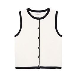 Mango Strickweste 'PIPON' Damen Gr&ouml;&szlig;e L creme / schwarz