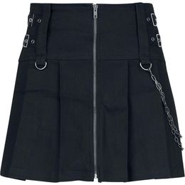 Gothicana by EMP Pleated Skirt with Zip and Chains Kurzer Rock schwarz in S Q325-000542