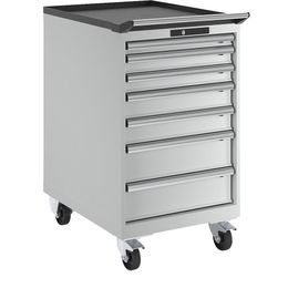 LISTA Schubladenschrank, fahrbar, BxTxH 564 x 725 x 990 mm, 7 Schubladen, lichtgrau