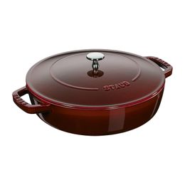Staub Braisers Bräter mit Chistera Drop-Structure 28 cm, rund, Grenadine-Rot, Gusseisen