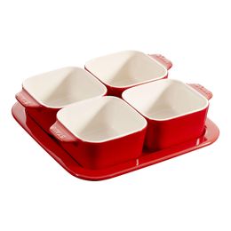 Staub Ceramique Tapas Set, 5-teilig, kirschrot 5-tlg, Kirsch-Rot, Keramik