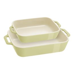 Staub Ceramique Ofenformenset 2-tlg, rechteckig, Hellgrün, Keramik