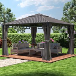 TOOLPORT 4x4 m Hardtop Gartenpavillon, inkl. 4 Seitenteile, loft grey - (300195)