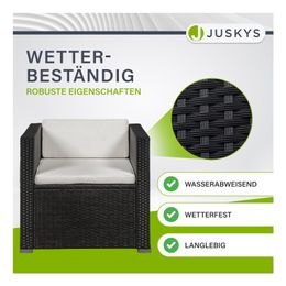 Juskys Polyrattan Lounge Punta Cana L schwarz f&uuml;r 4-5 Personen &ndash; Sessel, Sofa, Tisch & Hocker