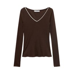 Mango Shirt 'JANET' Damen Gr&ouml;&szlig;e M dunkelbraun / wei&szlig;