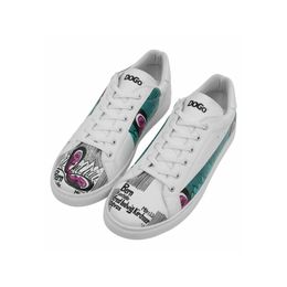 Sneaker DOGO "Ace Low-Top Sneaker Kunsthalle Damen Sneaker", Damen, Gr. 45, Normalschaft, wei&szlig;, Lederimitat, Schuhe Sneaker, Handgefertigt