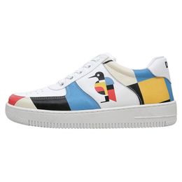 Sneaker DOGO "Dice Low-Top Sneaker Bauhaus Birdie Damen Sneaker", Damen, Gr. 38, Normalschaft, wei&szlig;, Lederimitat, Schuhe Sneaker, Handgefertigt
