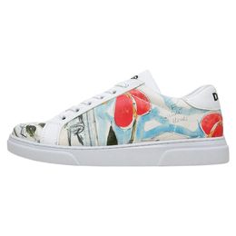 Sneaker DOGO "Ace Low-Top Sneaker Hartley's Flower Damen Sneaker", Damen, Gr. 38, Normalschaft, wei&szlig;, Lederimitat, Schuhe Sneaker, Handgefertigt
