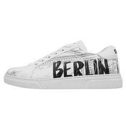 Sneaker DOGO "Ace Low-Top Sneaker Berlin Damen Sneaker", Damen, Gr. 38, Normalschaft, wei&szlig;, Lederimitat, Schuhe Sneaker, Handgefertigt